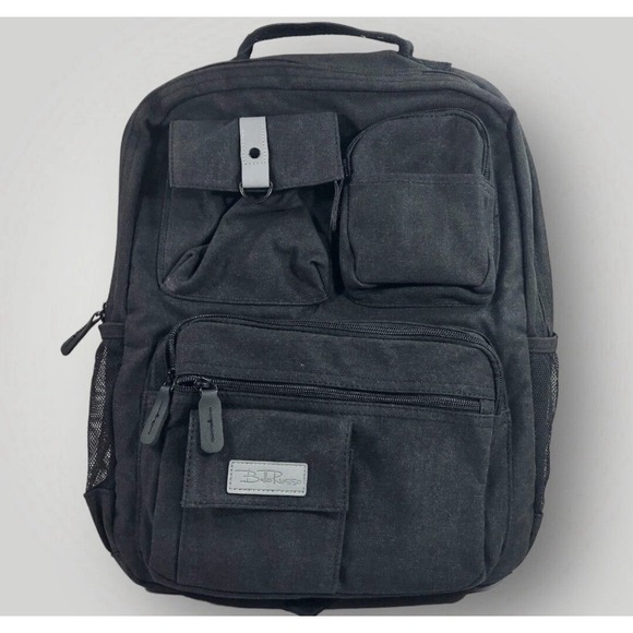 Bella Russo | Bags | Bella Russo 7 Black Canvas Laptop Backpack With ...